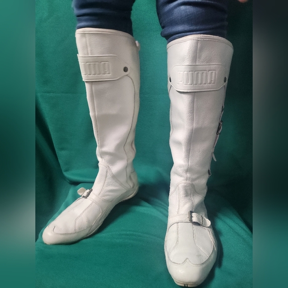 Puma | Shoes | Puma Berlin Moto Leather Boots Womens Size 95 White ...